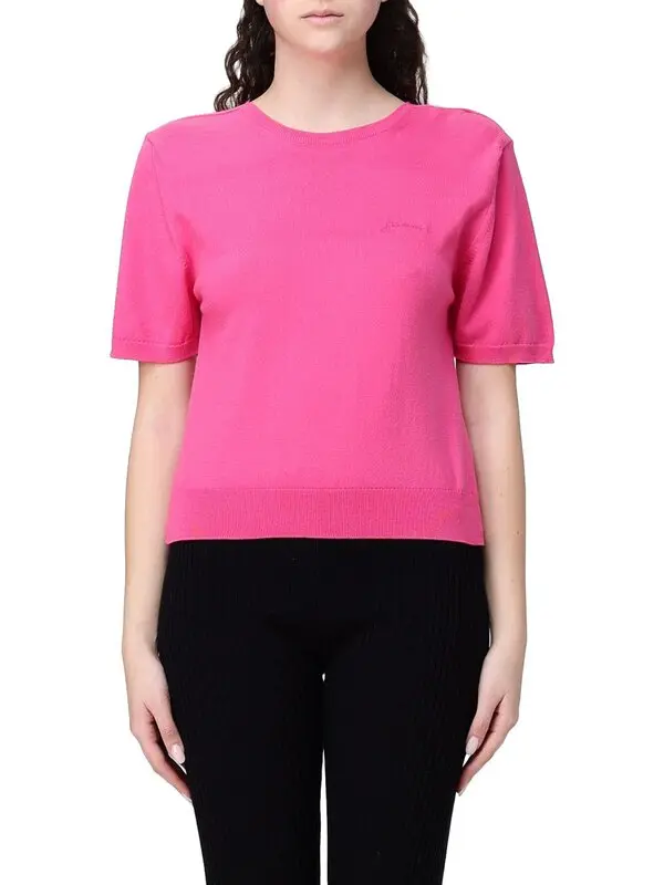 GANNI Organic Cotton Knit Jumper With Back Tie Detail - Fuchsia