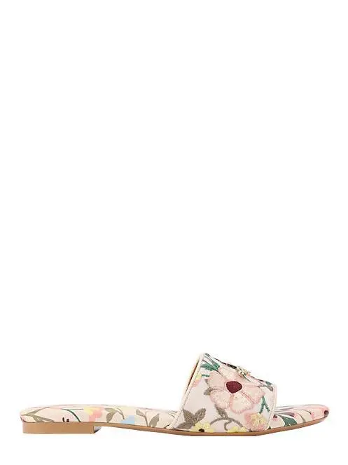 Kurt Geiger Rosetta Embroidered Flat Woven Sandals - White/oth