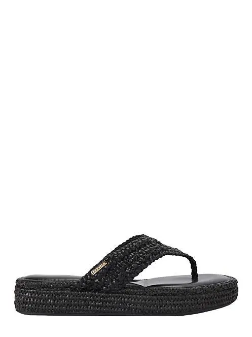 Carvela Portofino Woven Flatform Sandals - Black