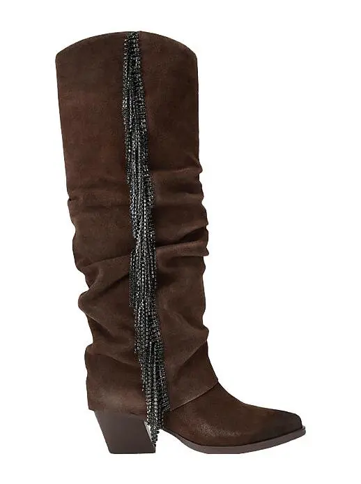 Kurt Geiger Tempt Suede Heeled Knee-high Boots - Brown