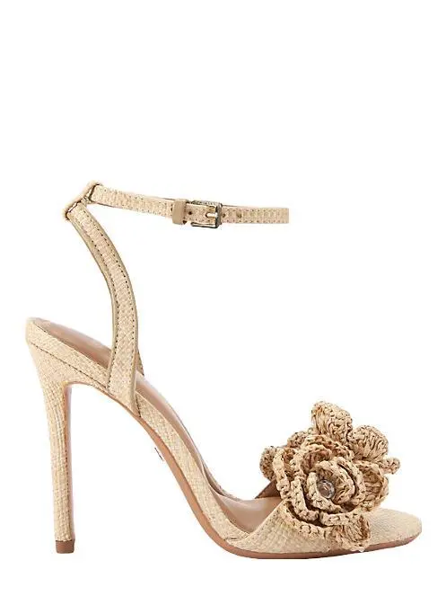 Kurt Geiger Sonnet Raffia Heeled Sandals - Beige