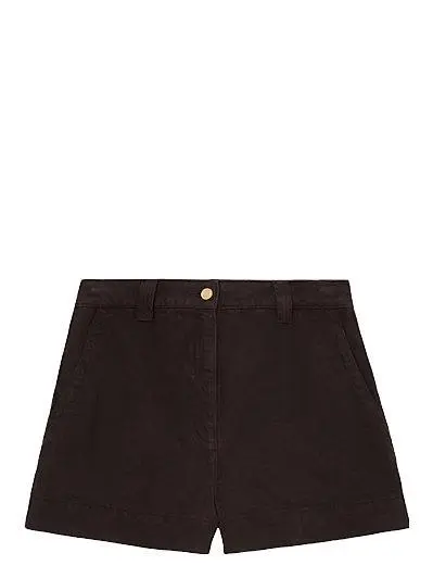 REISS Carmen Lyocell And Linen Relaxed Fit Shorts - Chocolate Brown