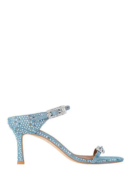 Kurt Geiger Strass Heeled Woven Mules - Pale Blue