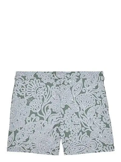 REISS Paisley-print Swim Shorts - Sage Green