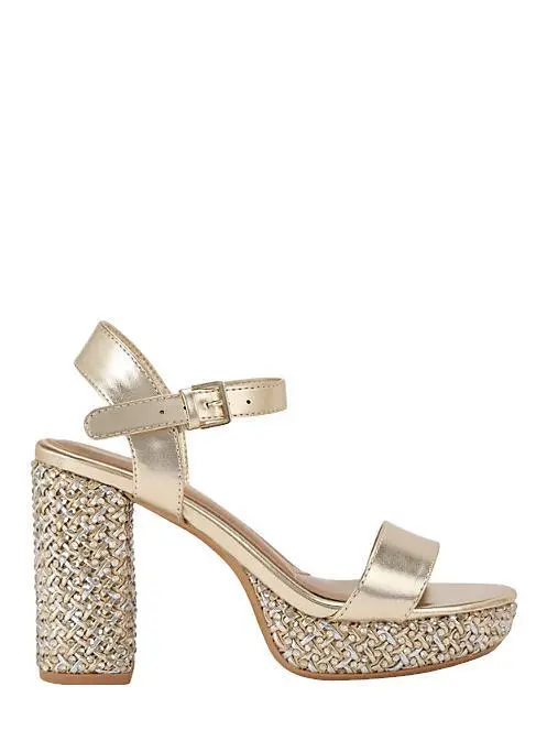 Kurt Geiger Fairy Heeled Faux-leather Sandals - Gold