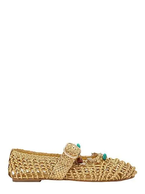 Kurt Geiger Naomi Charm Leather Ballet Flats - Gold