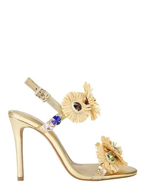 Kurt Geiger Roxie Heeled Leather Sandals - Gold