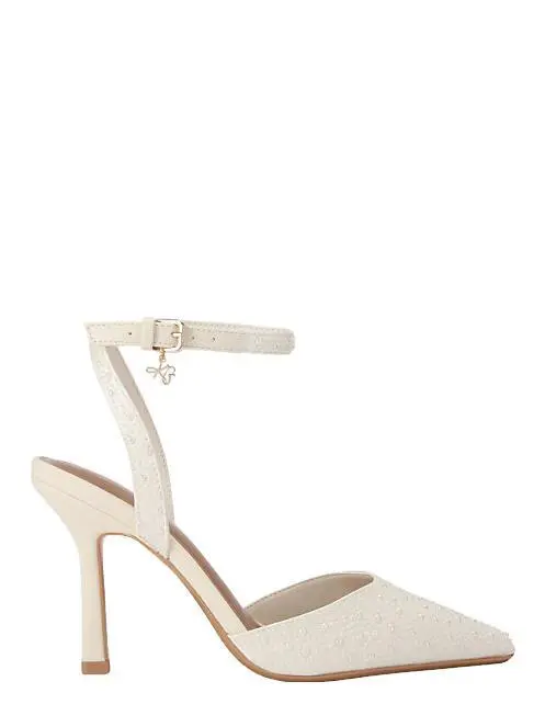 Kurt Geiger Sugar Pearl Woven Slingback Courts - Cream Comb