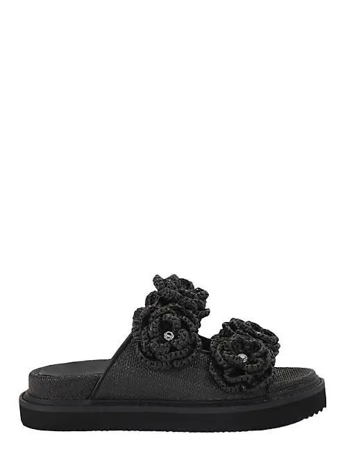 Kurt Geiger Sonnet Raffia Sandals - Black/comb