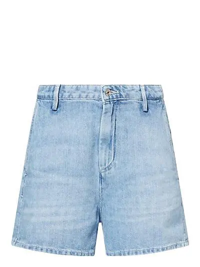 7 For All Mankind High-rise Cotton-linen Blend Shorts - Iris