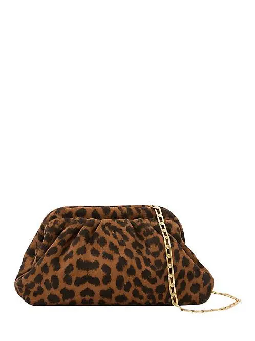 REISS Leopard-print Suede Clutch Bag - Animal