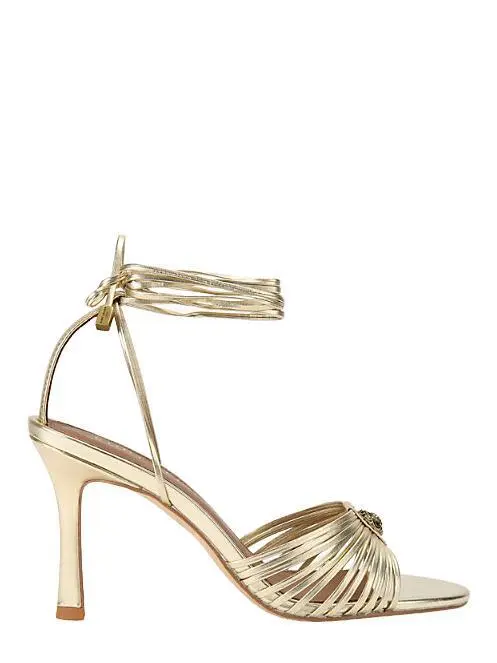 Kurt Geiger Tie Multi-strap Heeled Leather Sandals - Gold
