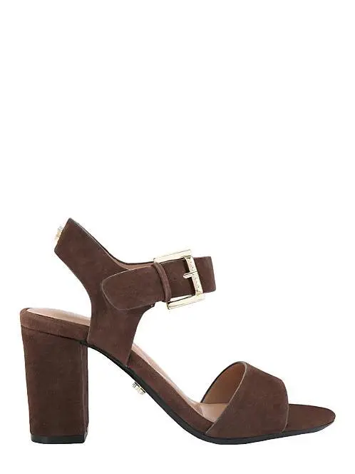 Carvela Sadie Heeled Suede Sandals - Dark Brown