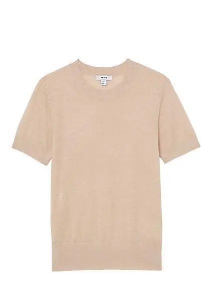 REISS Livy Silk And Linen-blend Top - Neutral
