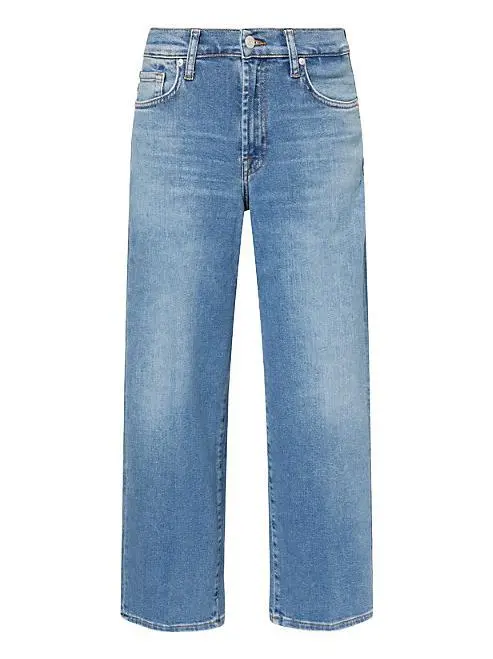 7 For All Mankind Stovepipe Straight-leg Stretch-denim Jeans - Oceanstone