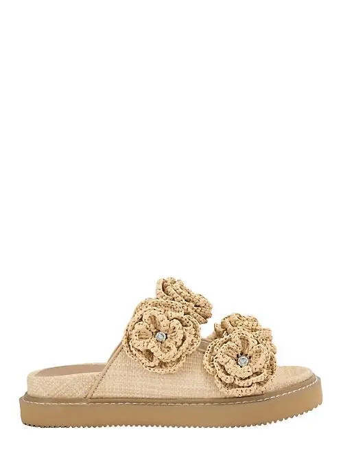 Kurt Geiger Sonnet Raffia Sandals - Beige Comb