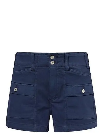 Paige Olivia High-rise Cargo Denim Shorts - Vintage Navy Seascape