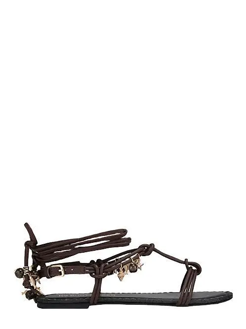 Kurt Geiger Roux Charm Leather Sandals - Brown/oth