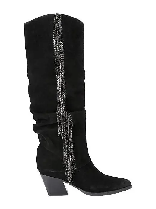 Kurt Geiger Tempt Suede Heeled Knee-high Boots - Black