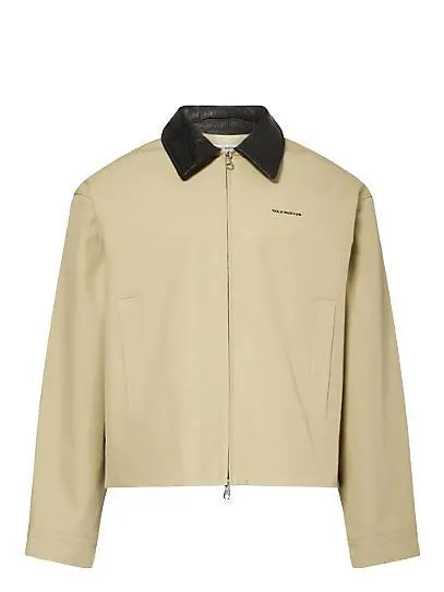 COLE BUXTON Leather-collar Cotton Overshirt - Sand