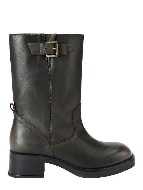 Kurt Geiger Trident Heeled Leather Boots - Brown