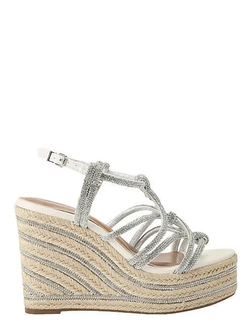 Kurt Geiger Perla Woven Wedge Sandals - Silver