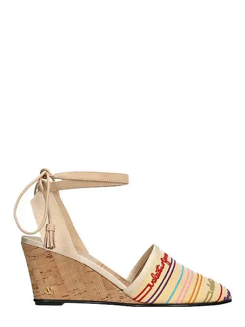 Valentino Garavani Cruisette 75 Embroidered Wedge Heels - Mult/other