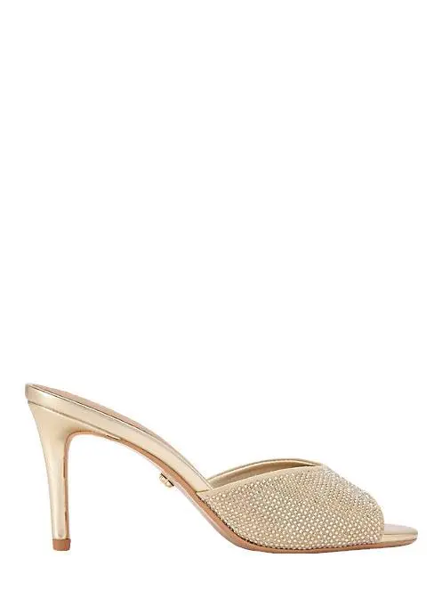 Carvela Silvia Embellished Woven Mules - Gold