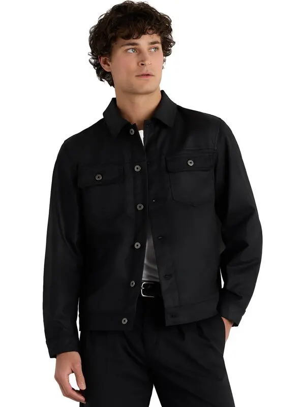 Quince Waxed Canvas Trucker Jacket - Black