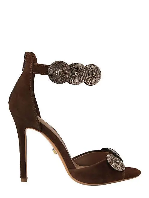 Carvela Serafina Embellished Suede Heeled Sandals - Brown