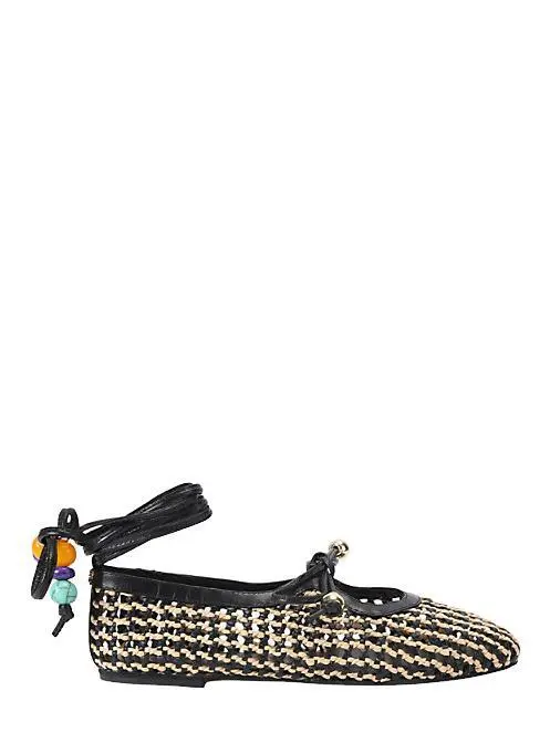Kurt Geiger Norah Bead Leather Ballet Flats - Black/comb