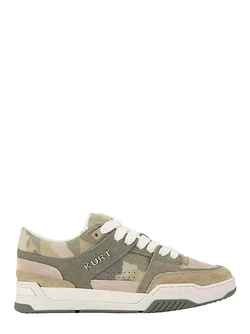 Kurt Geiger Hatton Leather And Suede Trainers - Green Comb