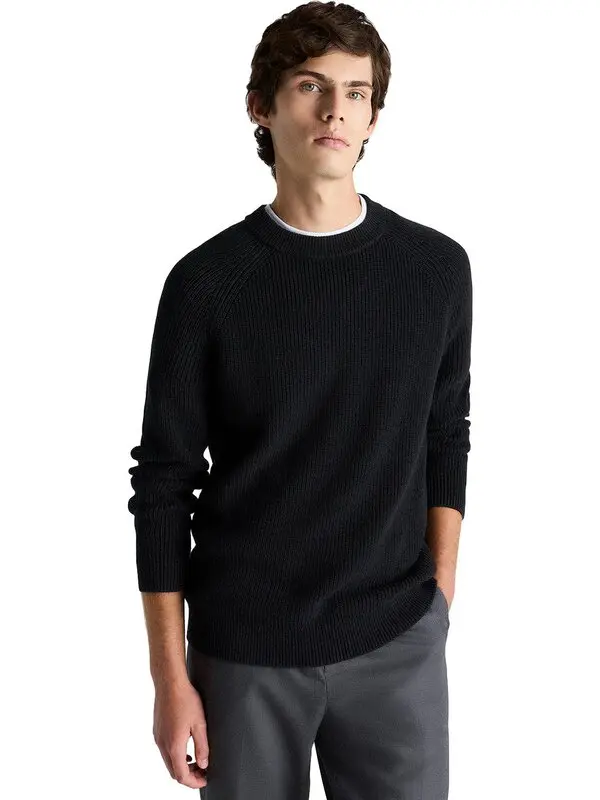 Quince Ribbed Crewneck Sweater - Black