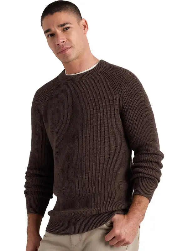 Quince Ribbed Crewneck Sweater - Heather Brown