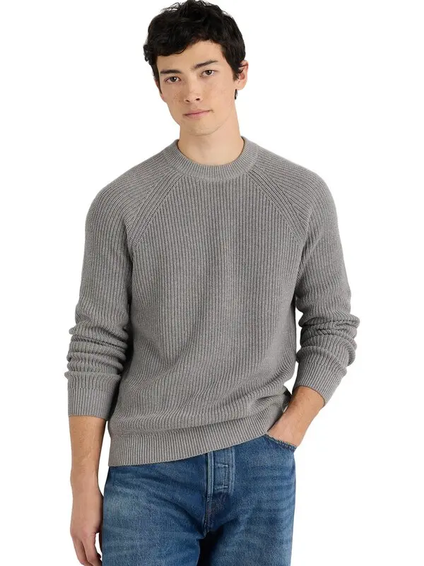 Quince Ribbed Crewneck Sweater - Mid Heather Grey