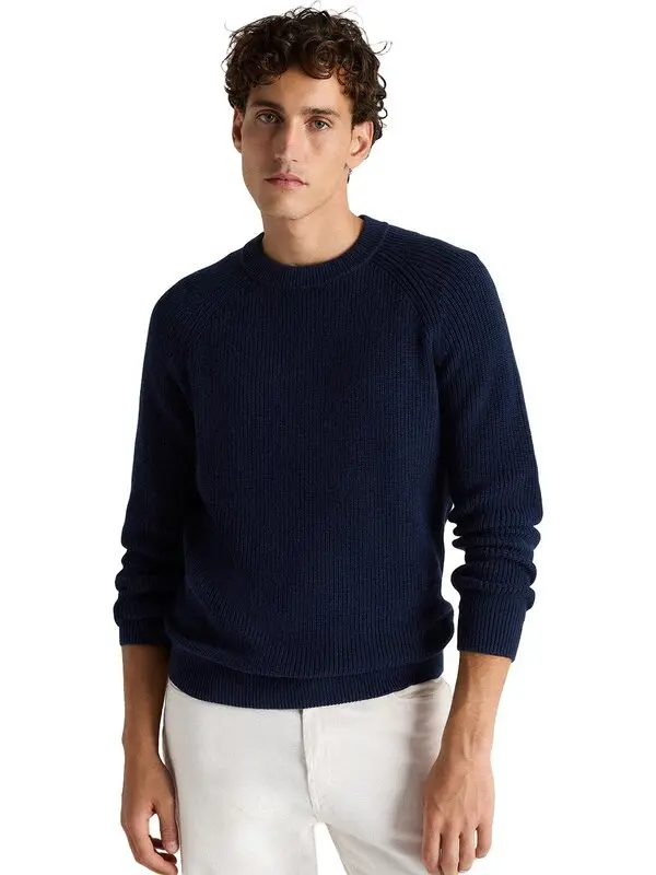 Quince Ribbed Crewneck Sweater - Navy