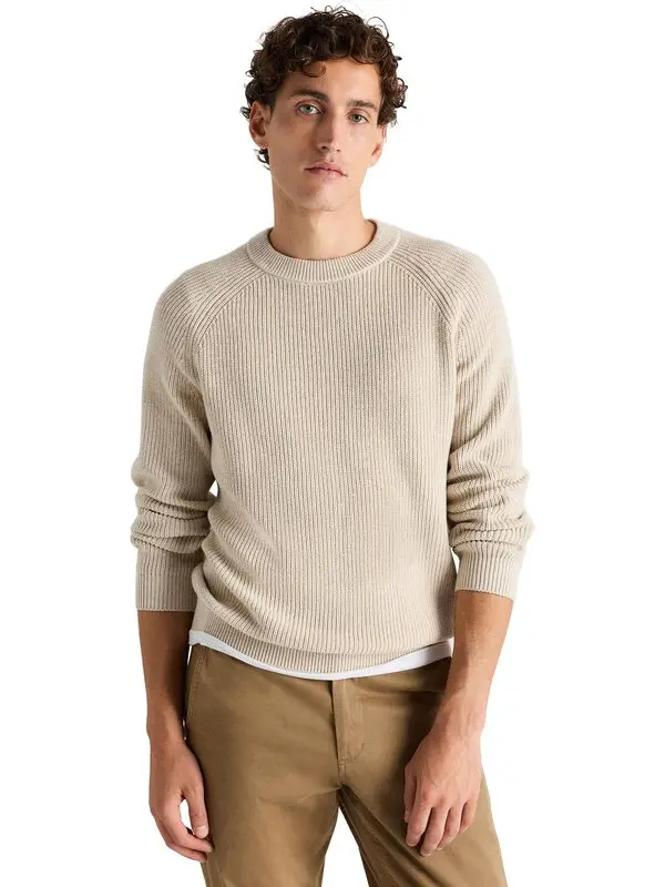 Quince Ribbed Crewneck Sweater - Speckled Beige