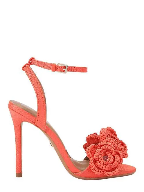 Kurt Geiger Sonnet Raffia Heeled Sandals - Orange