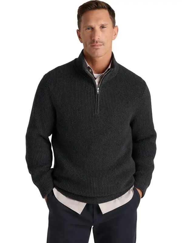 Quince Ribbed Quarter-zip Sweater - Charcoal