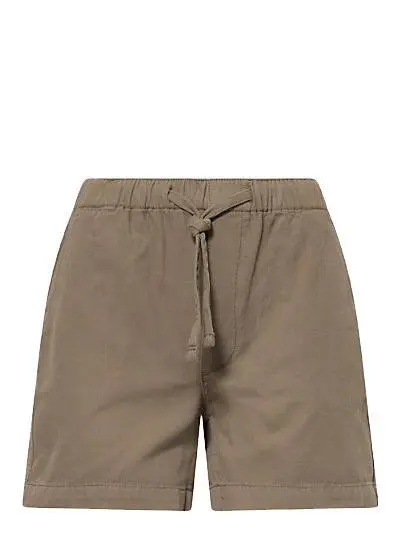 FRAME High-rise Cotton Shorts - Military Khaki
