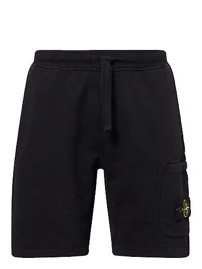 Stone Island Compass Badge Cotton-jersey Sweat Shorts - Black