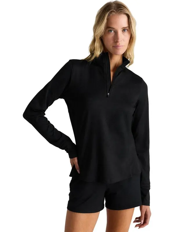 Quince Flowknit Quarter-zip Pullover - Black