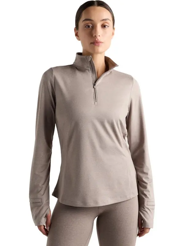 Quince Flowknit Quarter-zip Pullover - Heather Morel Grey