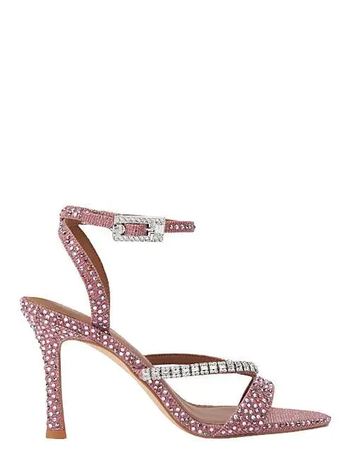 Kurt Geiger Crystal-embellished Woven Heeled Sandals - Pink