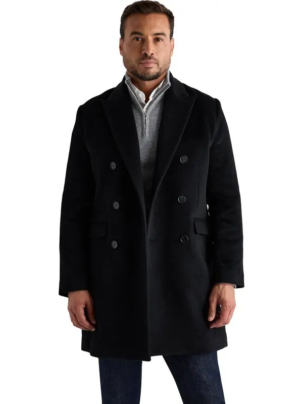 Quince Camel Hair Double-breasted Overcoat - Black