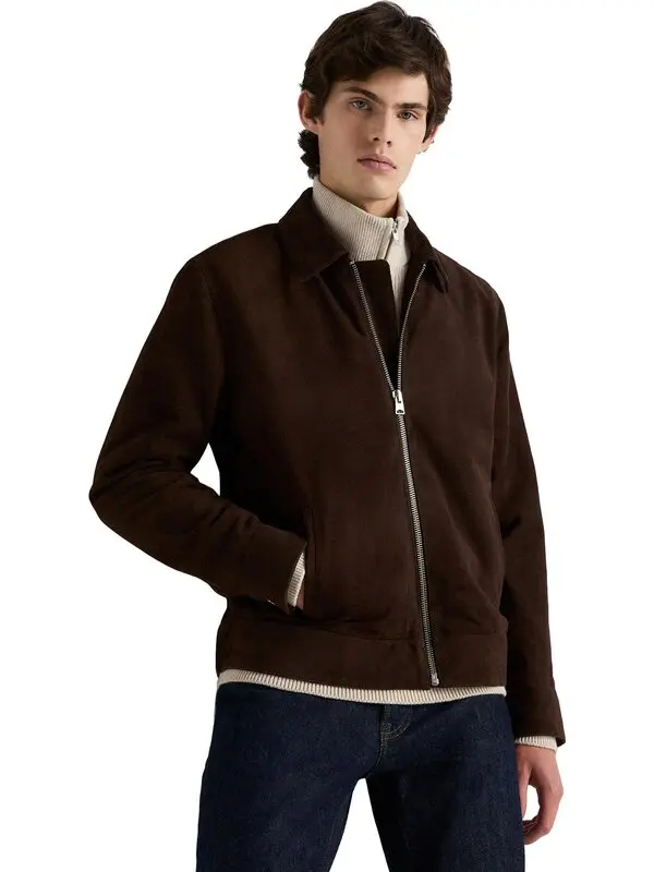 Quince Suede Harrington Jacket - Espresso Brown