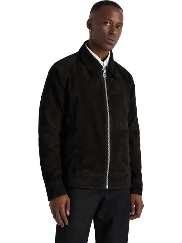 Quince Suede Harrington Jacket - True Black