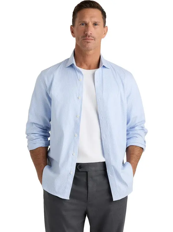 Quince Comfortflex Performance Dress Shirt - Blue Stripe