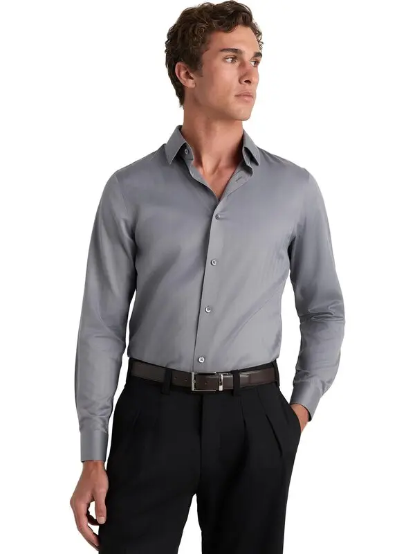 Quince Supima Cotton Herringbone Dress Shirt - Grey