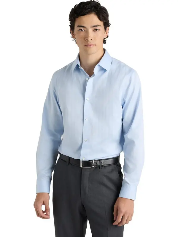 Quince Supima Cotton Herringbone Dress Shirt - True Blue